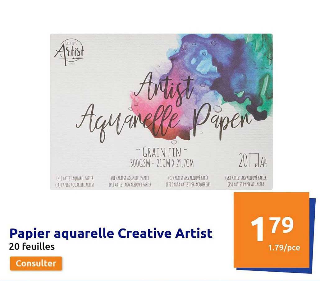 Promo Papier Aquarelle Creative Artist chez Action - iCatalogue.fr