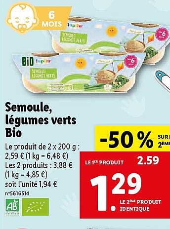 Promo Semoule, Légumes Verts Bio chez Lidl - iCatalogue.fr