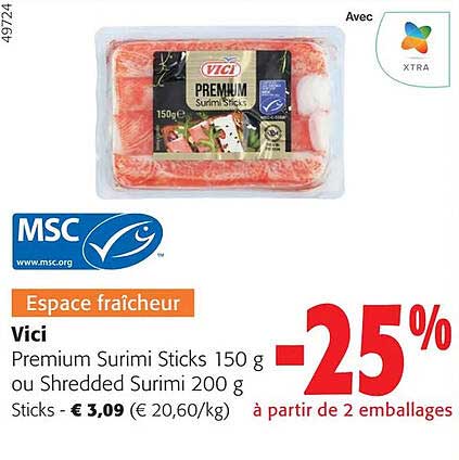 Promo Vici Premium Surimi Sticks Ou Shredded Surimi chez Colruyt - iCatalogue.fr