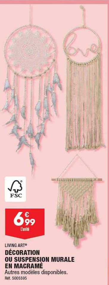 Promo Décoration Ou Suspension Murale En Macramé Living Art chez Aldi ... Promo Décoration Ou Suspension Murale En Macramé Living Art chez Aldi ...