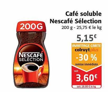 Promo Café Soluble Nescafé Sélection chez Colruyt - iCatalogue.fr