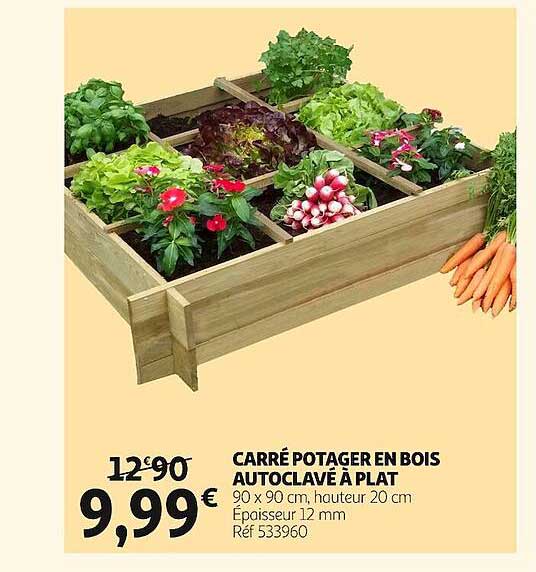 Promo Carré Potager En Bois Autoclavé à Plat chez Auchan - iCatalogue.fr