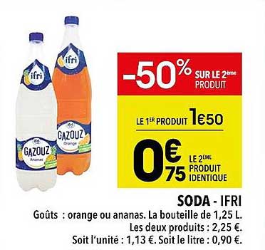 Offre Soda Gazouz Ananas Ifri chez Carrefour Market