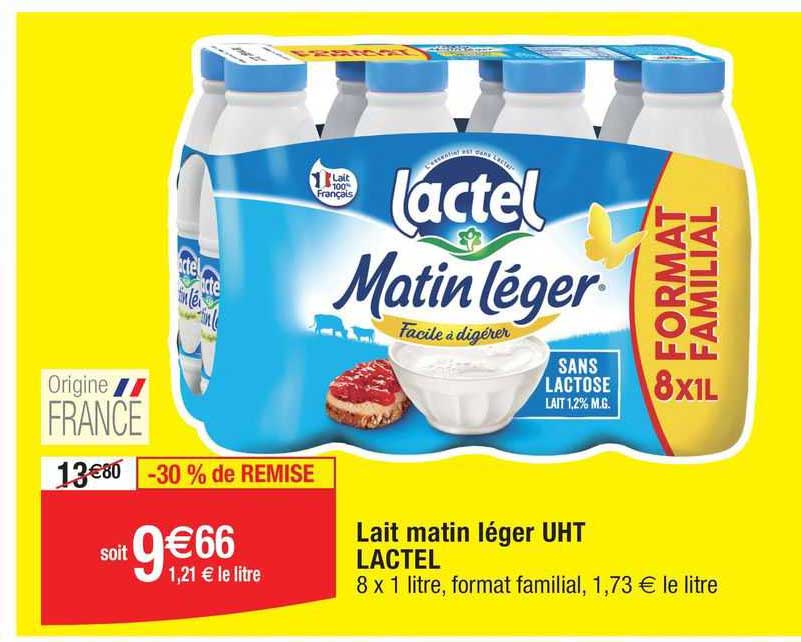 Promo Lait Matin Léger Uht Lactel chez Migros France - iCatalogue.fr