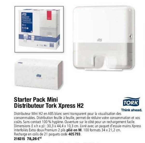 Promo Starter Pack Mini Distributeur Tork Xpress H2 chez Calipage ...