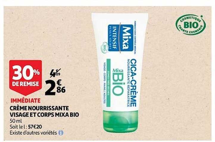 Promo Crème Nourrissante Visage Et Corps Mixa Bio chez Auchan ...