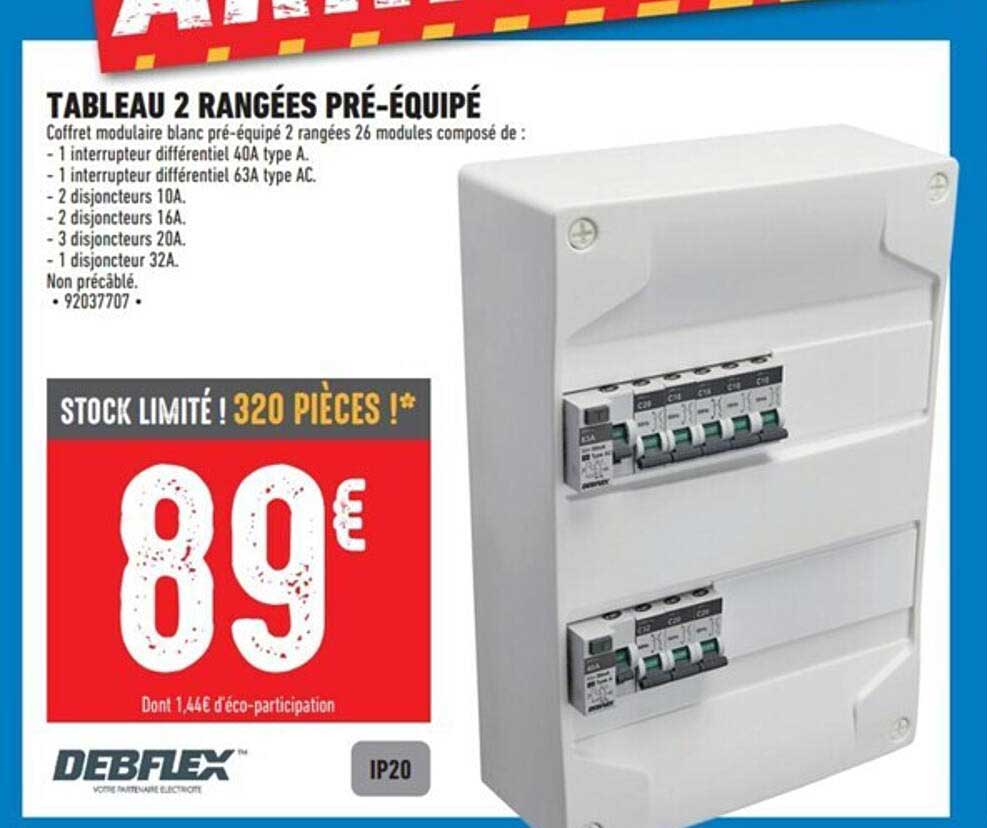 Promo Tableau 2 Rangées Pré-équipé Debflex chez Brico Cash - iCatalogue.fr