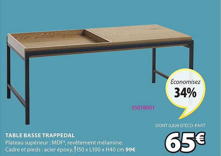 Promo Table Basse Trappedal chez JYSK - iCatalogue.fr