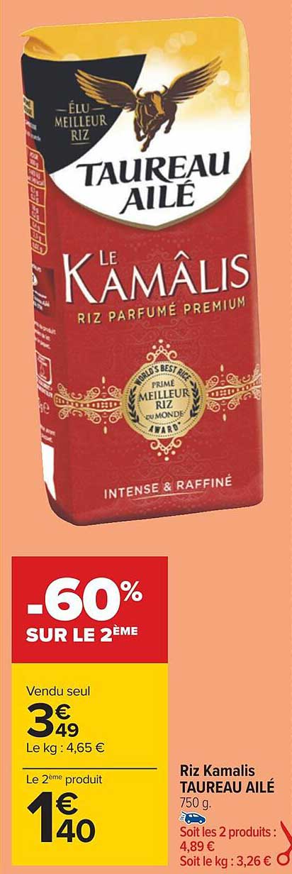 Promo Riz Kamalis Taureau Ailé chez Carrefour - iCatalogue.fr