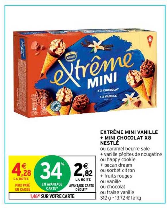 Promo Extrême Mini Vanille + Mini Chocolat X8 Nestlé chez Intermarché ...