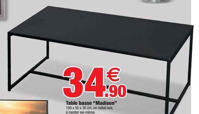 Promo Table Basse Madison chez Bazarland - iCatalogue.fr