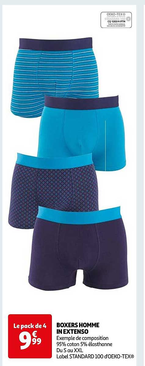 Promo Boxers Homme Inextenso chez Auchan - iCatalogue.fr