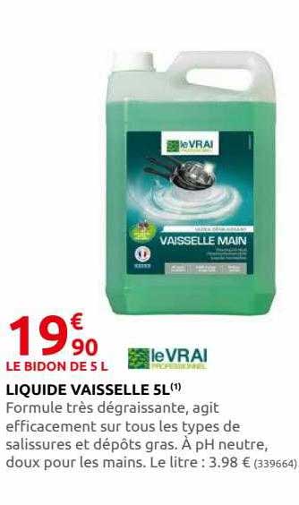 Promo Liquide Vaisselle 5 L Le Vrai chez Rural Master - iCatalogue.fr
