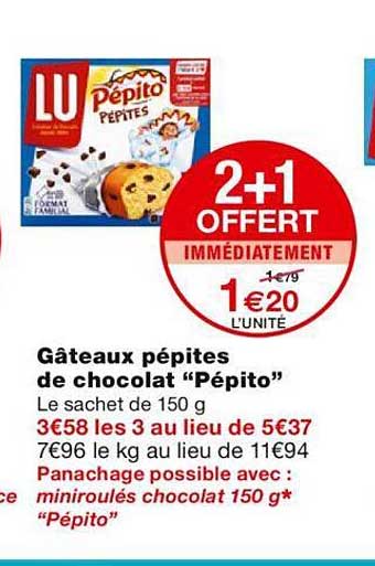 Promo Gâteaux Pépites De Chocolat "pépito" chez Monoprix - iCatalogue.fr