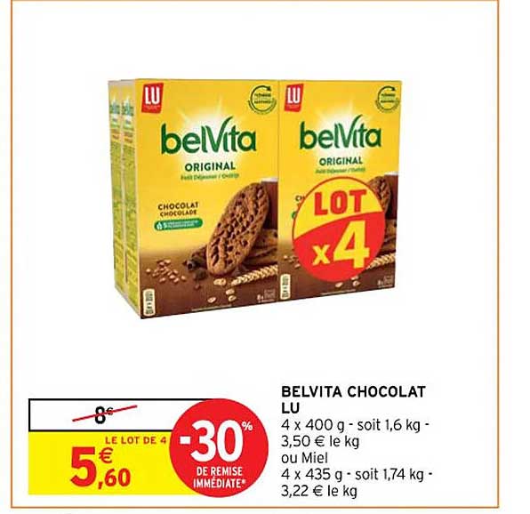 Promo Belvita Chocolat Lu chez Intermarché Hyper - iCatalogue.fr