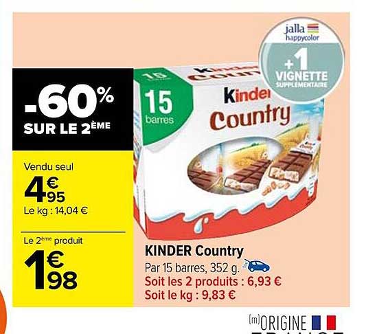 Promo Kinder Country chez Carrefour - iCatalogue.fr
