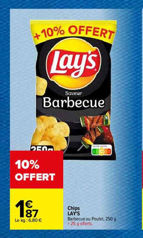 Promo Chips Lay's Barbecue Ou Poulet chez Carrefour - iCatalogue.fr