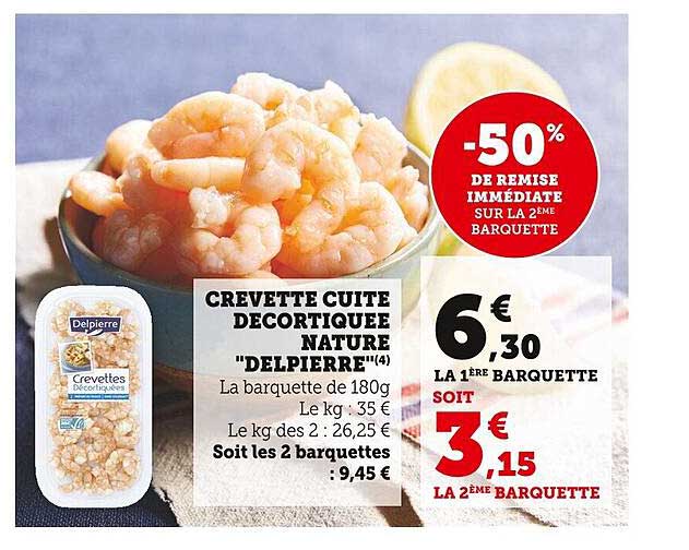 Promo Crevette Cuite Décortiquée Nature "delpierre" chez Super U ...