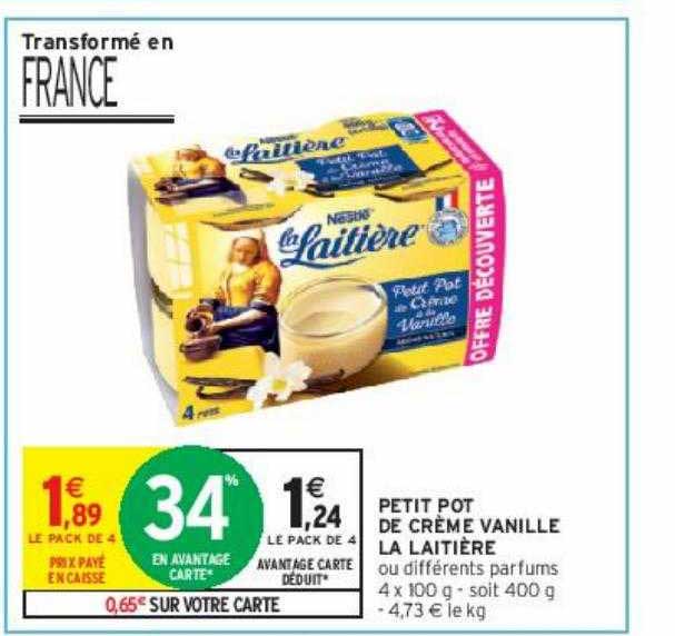 Promo Petit Pot De Crème Vanille La Laitière chez Intermarché Contact ...