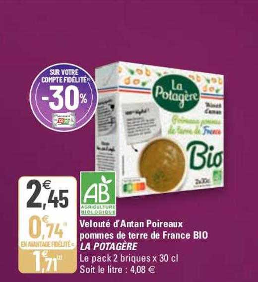 Promo Velouté D'antan Poireaux Pommes De Terre De France Bio La ...
