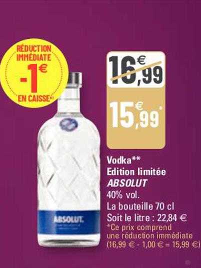 Promo Vodka édition Limitée Absolut chez G20 - iCatalogue.fr