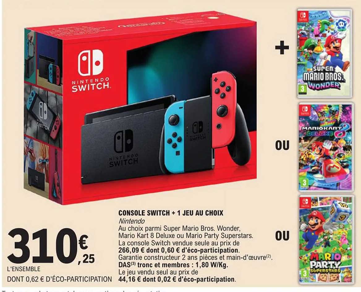 Promo Console Switch + 1 Jeu Au Choix Nintendo chez E.Leclerc - iCatalogue.fr