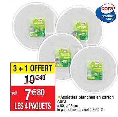 Promo Assiettes Blanches En Carton Cora chez Cora - iCatalogue.fr