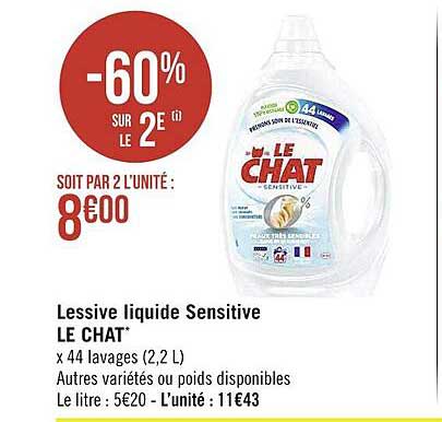 Promo Lessive Liquide Sensitive Le Chat chez Casino Supermarchés ...