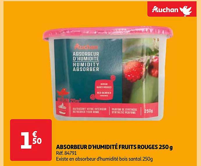 Promo Absorbeur D'humidité Fruits Rouges 250 G chez Auchan - iCatalogue.fr