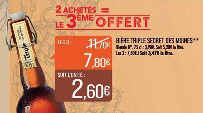 Promo Bière Triple Secret Des Moines** chez Match - iCatalogue.fr