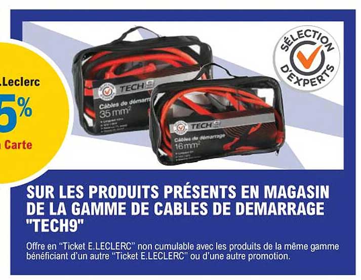 Promo La Gamme De Câbles De Démarrage "tech9" chez E.Leclerc - iCatalogue.fr