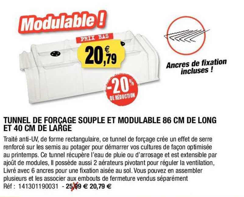 Promo Tunnel De Forçage Souple Et Modulable 86 Cm De Long Et 40 Cm De ...