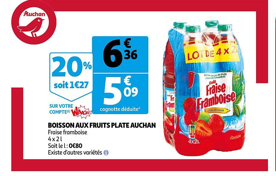 Promo Boisson Aux Fruits Plate Auchan chez Auchan - iCatalogue.fr