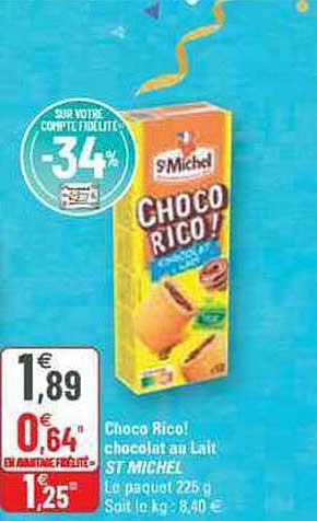 Promo Choco Rico! Chocolat Au Lait St Michel chez G20 - iCatalogue.fr