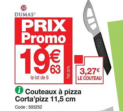 Promo Couteaux à Pizza Corta'pizz 11.5 Cm Dumas chez Promocash ...