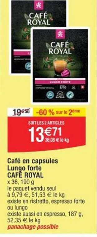 Promo Café En Capsules Lungo Forte Café Royal chez Cora - iCatalogue.fr