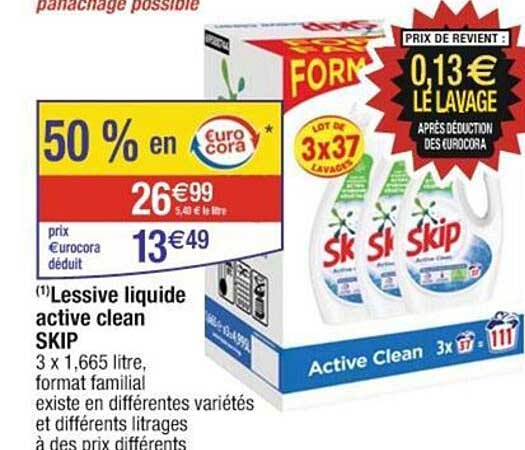Promo Lessive Liquide Active Clean Skip chez Cora - iCatalogue.fr