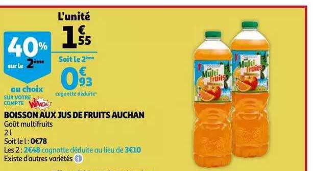 Promo Boisson Aux Jus De Fruits Auchan chez Auchan - iCatalogue.fr