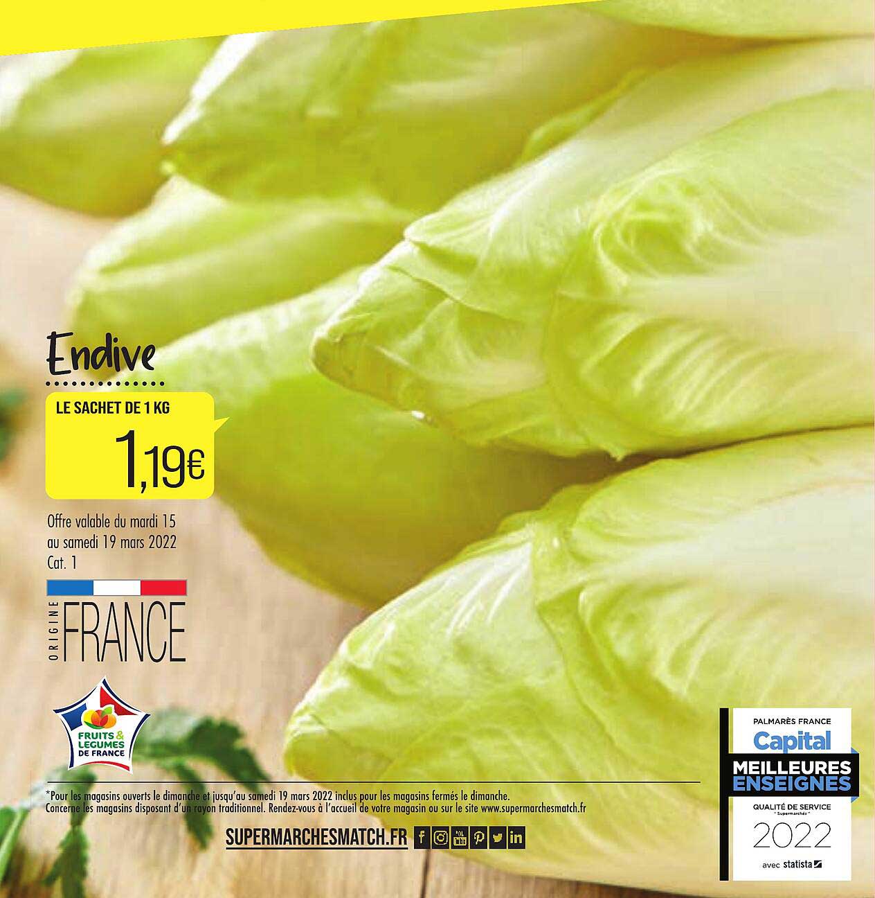 Promo Endive chez Match - iCatalogue.fr