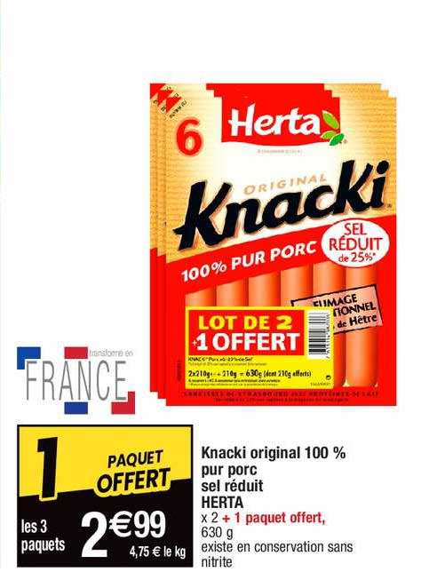 Promo Knacki Original 100% Pur Porc Sel Réduit Herta chez Migros France ...