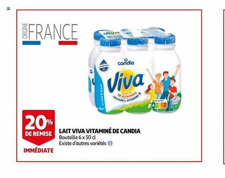 Promo Lait Viva Vitaminé De Candia chez Auchan - iCatalogue.fr