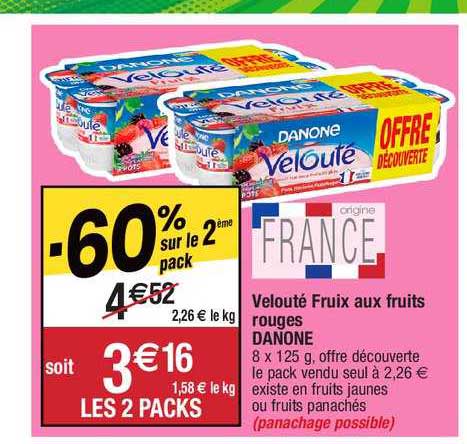 Promo Velouté Fruix Aux Fruits Rouges Danone chez Migros France ...