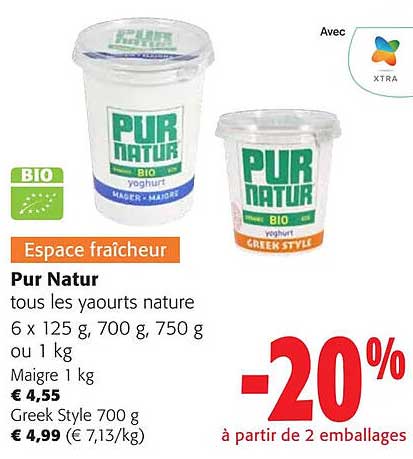 Promo Pur Nature Les Yaourts Nature chez Colruyt - iCatalogue.fr