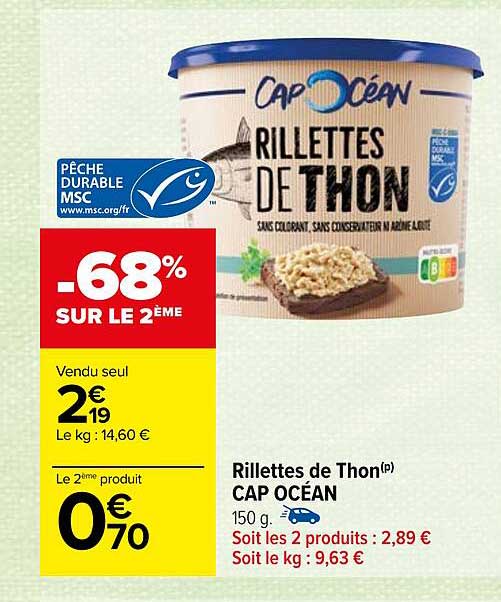 Promo Rillettes De Thon Cap Océan chez Carrefour - iCatalogue.fr