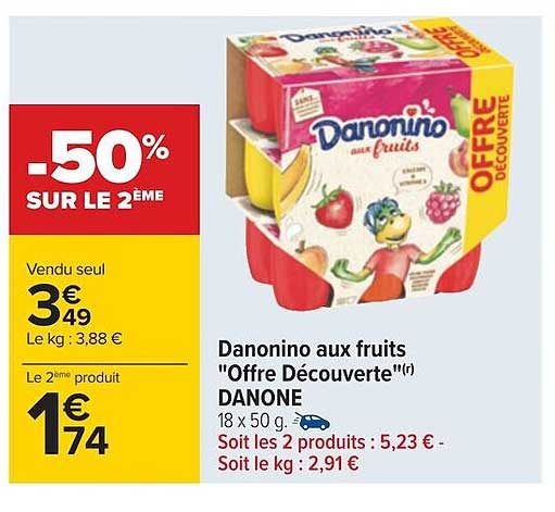 Promo Danonino Aux Fruits "offre Découverte" Danone chez Carrefour ...