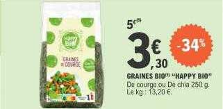 Promo Graines Bio "happy Bio" chez E.Leclerc - iCatalogue.fr