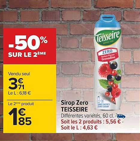 Promo Sirop Zéro Teisseire chez Carrefour - iCatalogue.fr