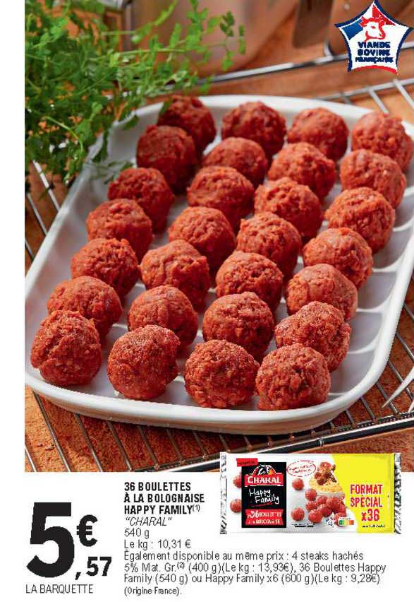 Promo 36 Boulettes à La Bolognaise Happy Family "charal" chez E.Leclerc ...