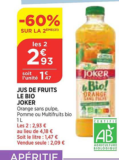 Promo Jus De Fruits Le Bio Joker chez Atac - iCatalogue.fr