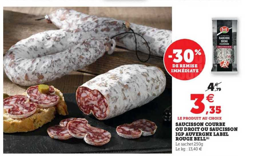 Promo Saucisson Courbe Ou Droit Ou Saucisson Igp Auvergne Label Rouge ...